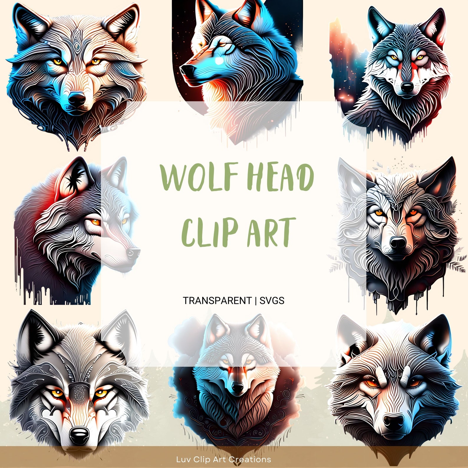 Wolf Clip Art, 3D Wolf SVG Bundle, Art Wolf Shirt Svg Wolf Files Lone ...