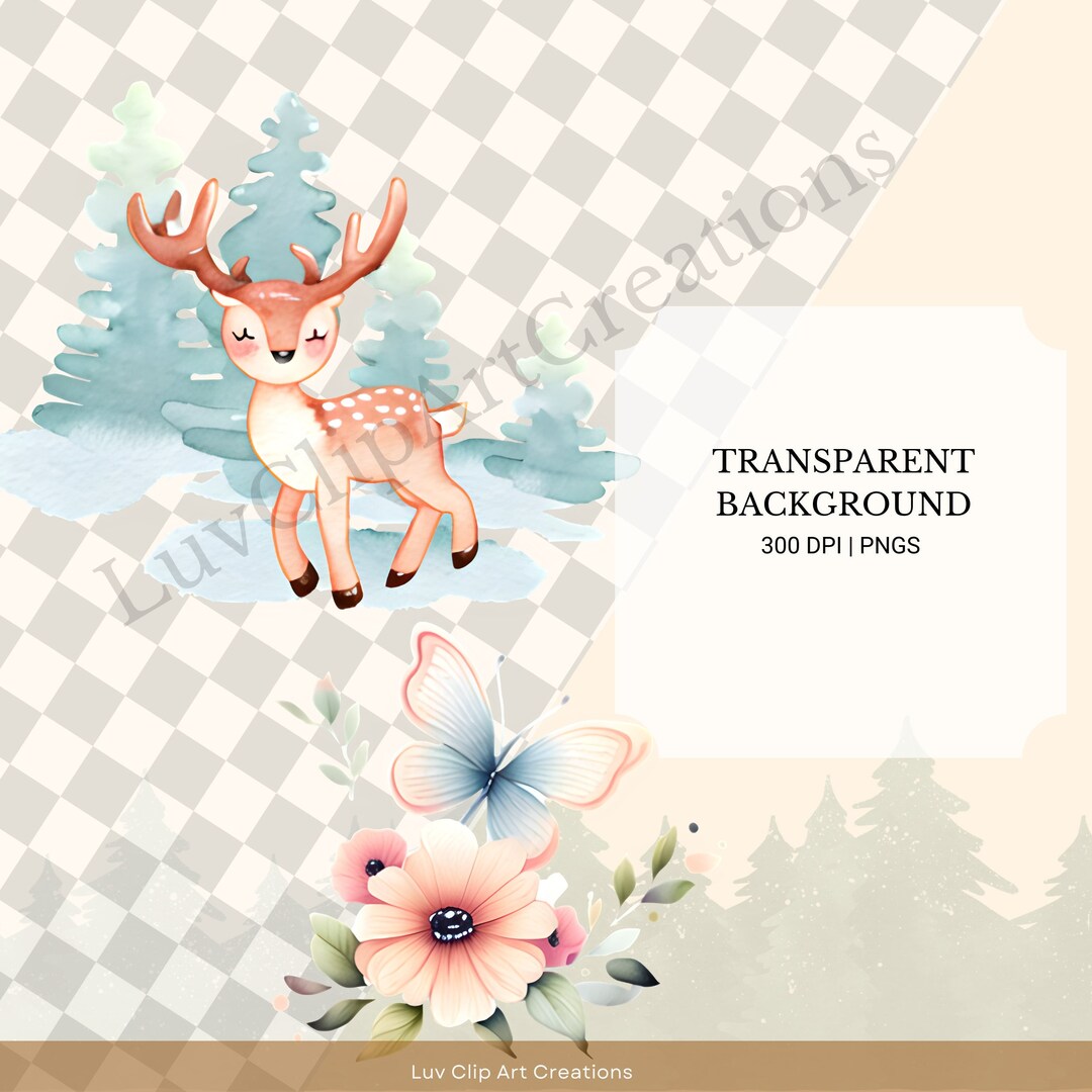 Woodland Animals Clip Art Bundle SVG&PNG, Boho Baby Clipart, Wolf Svg ...