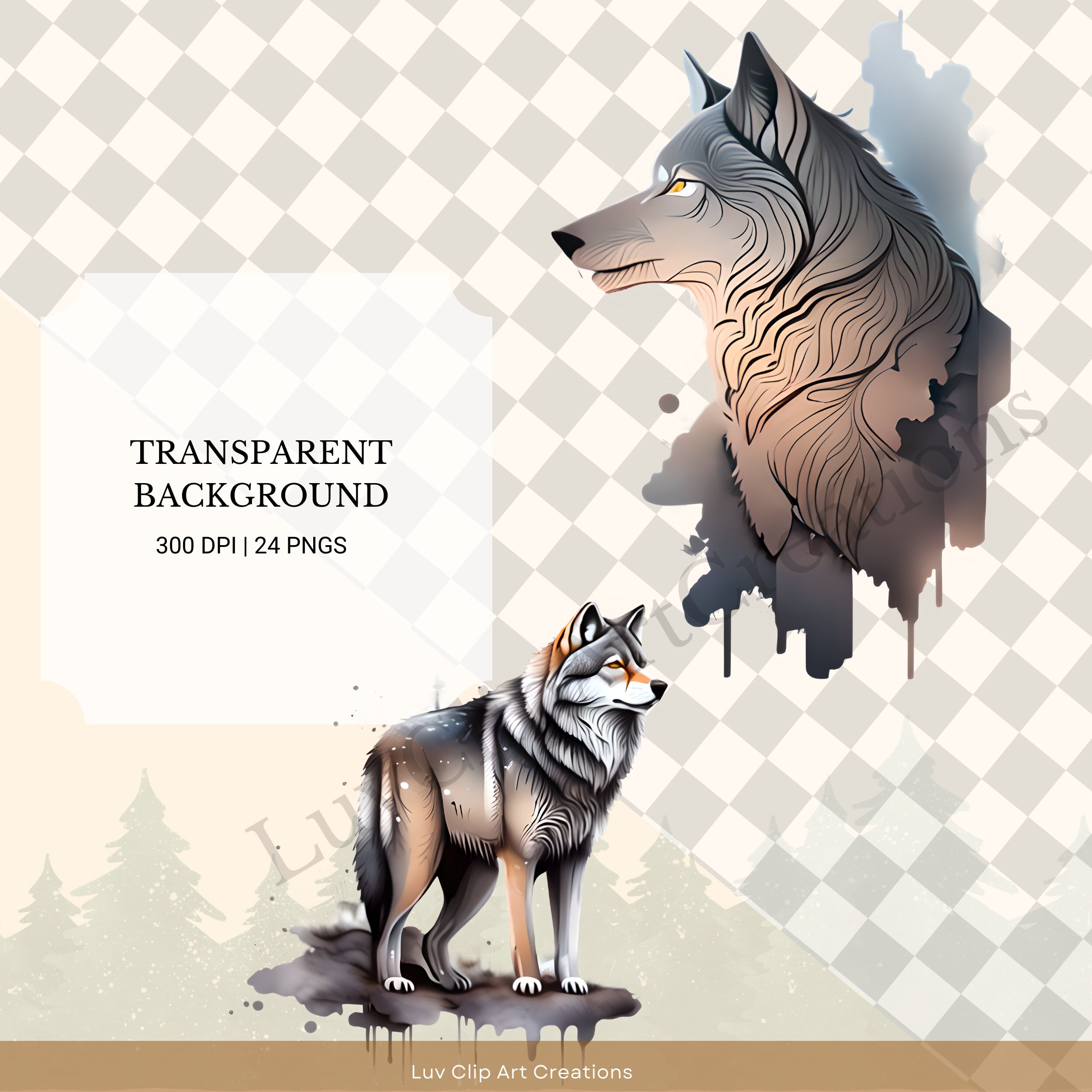 Wolf Clip Art, 3D Wolf PNG Bundle, Wolf Face,wolf PNG Files,wolf Head ...