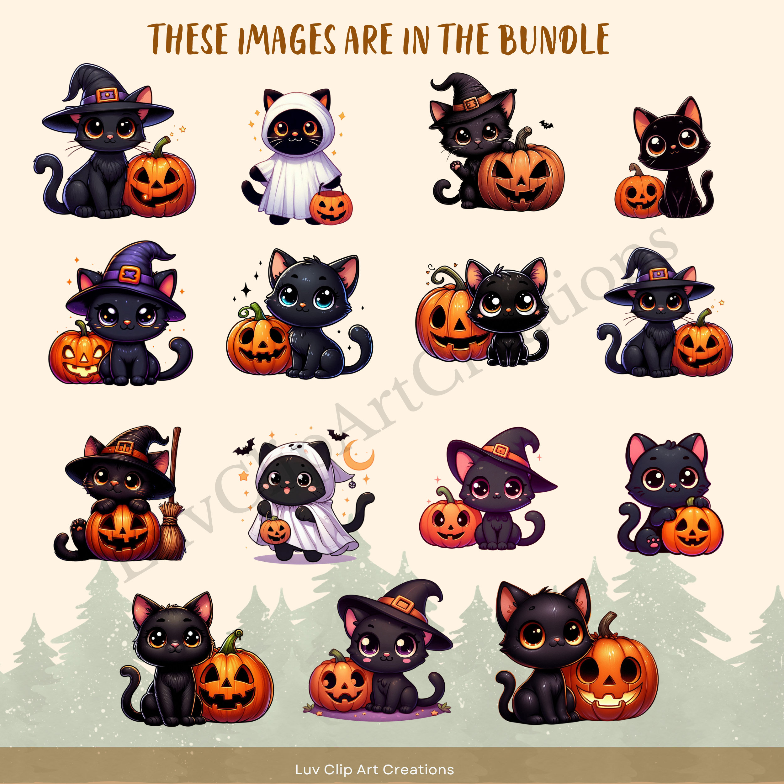 Halloween Black Cat Pumpkin Clipart Bundle (SVG & PNG) - Etsy