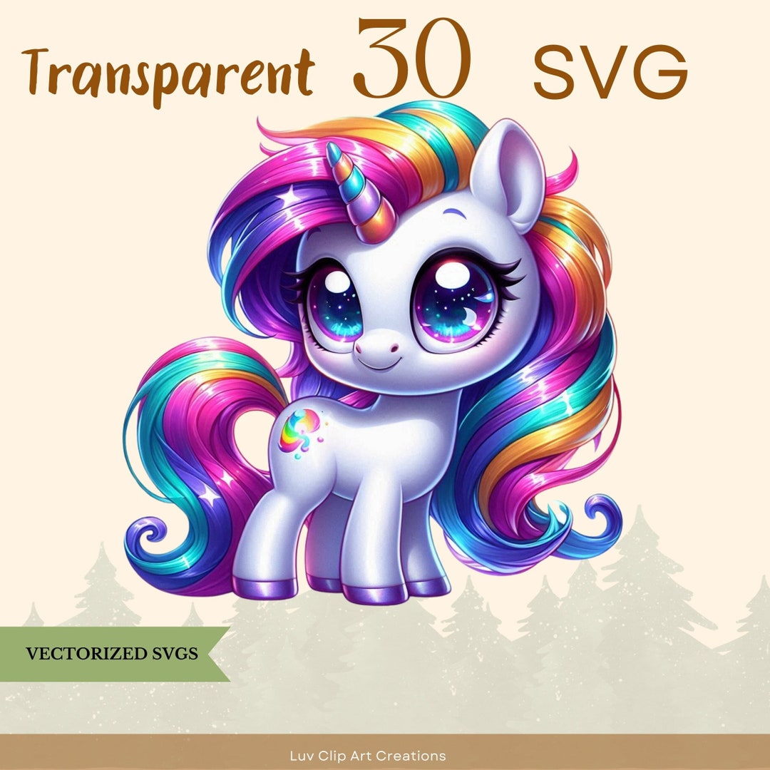30 Rainbow Unicorn Clip Art Bundle SVG, Unicorn Tumbler Wrap, Baby ...