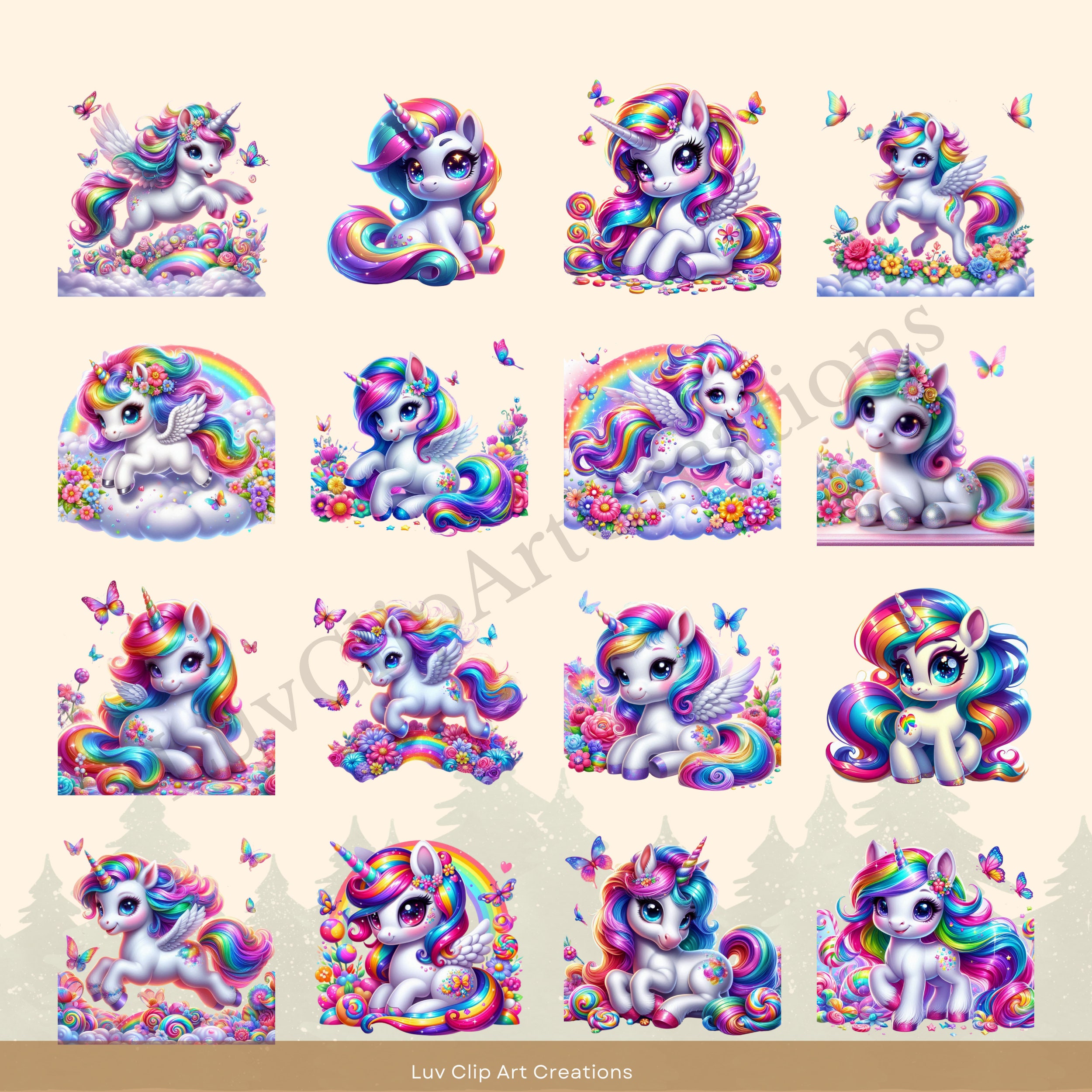 30 Rainbow Unicorn Clip Art Bundle SVG & PNG, Unicorn Tumbler Wrap ...