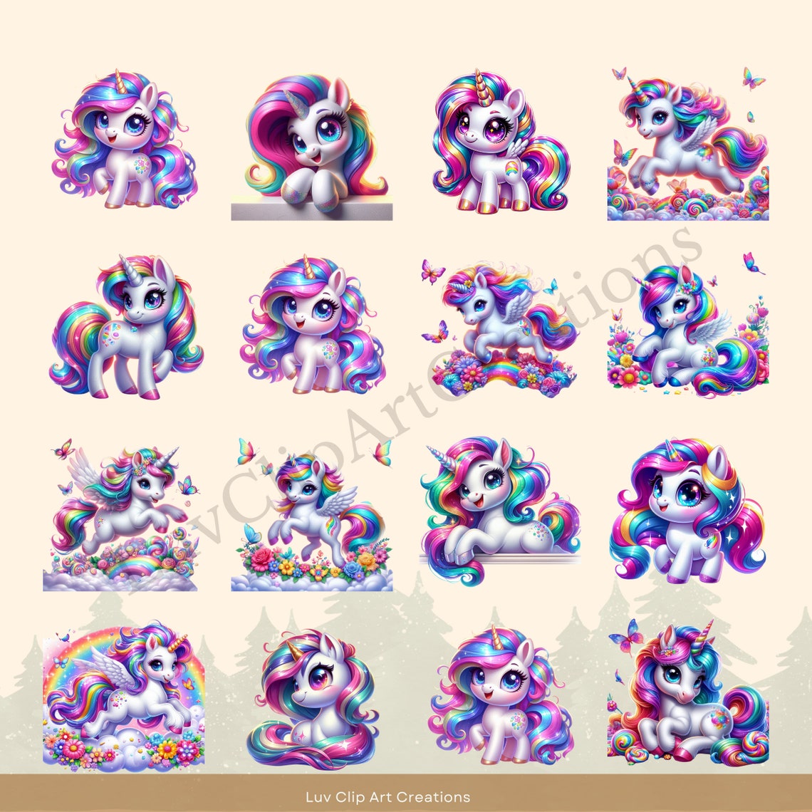 30 Rainbow Unicorn Clip Art Bundle SVG & PNG, Unicorn Tumbler Wrap ...