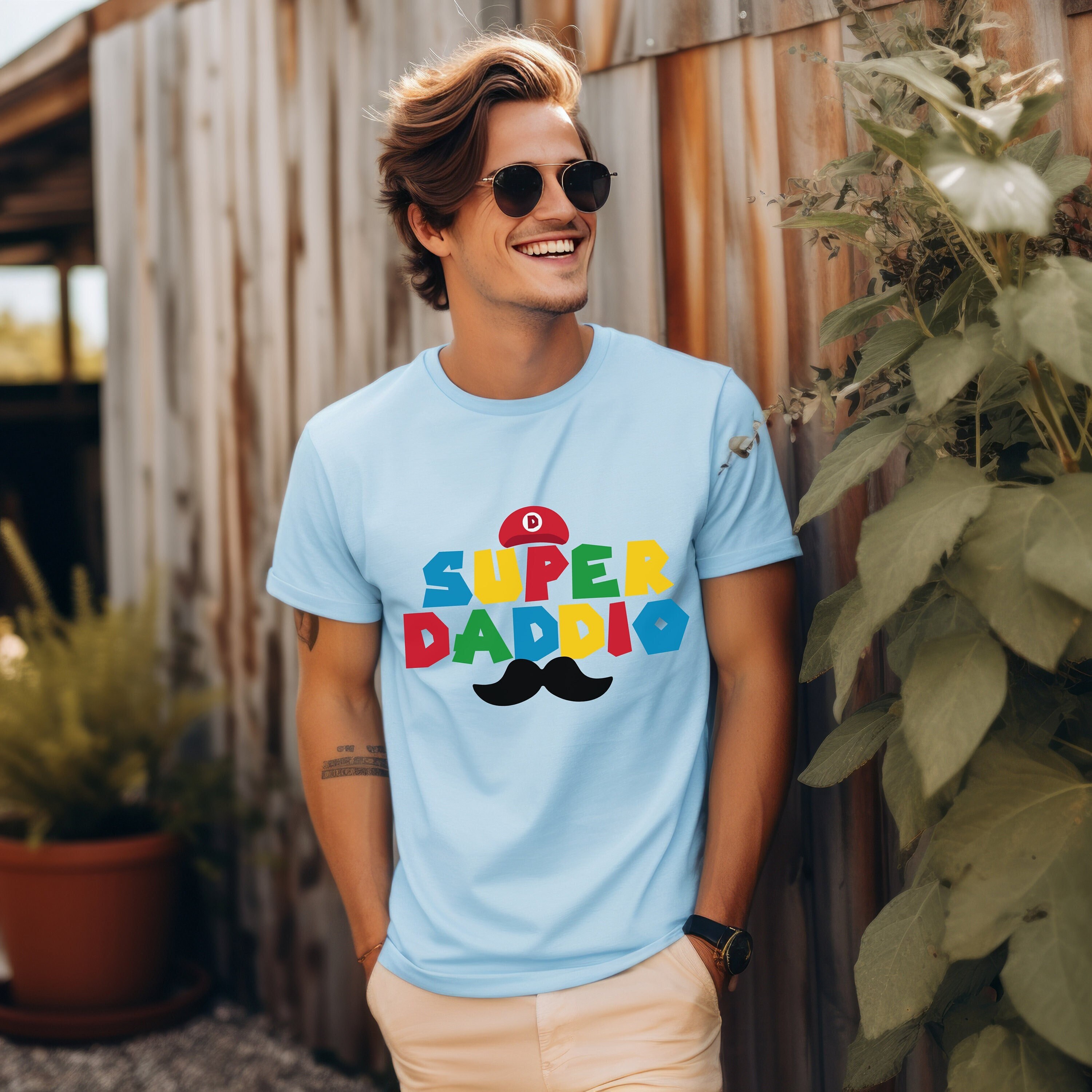 Funny Gamer Dad "super Daddio" Men's Gamer Father's Day Cotton Jersey ...