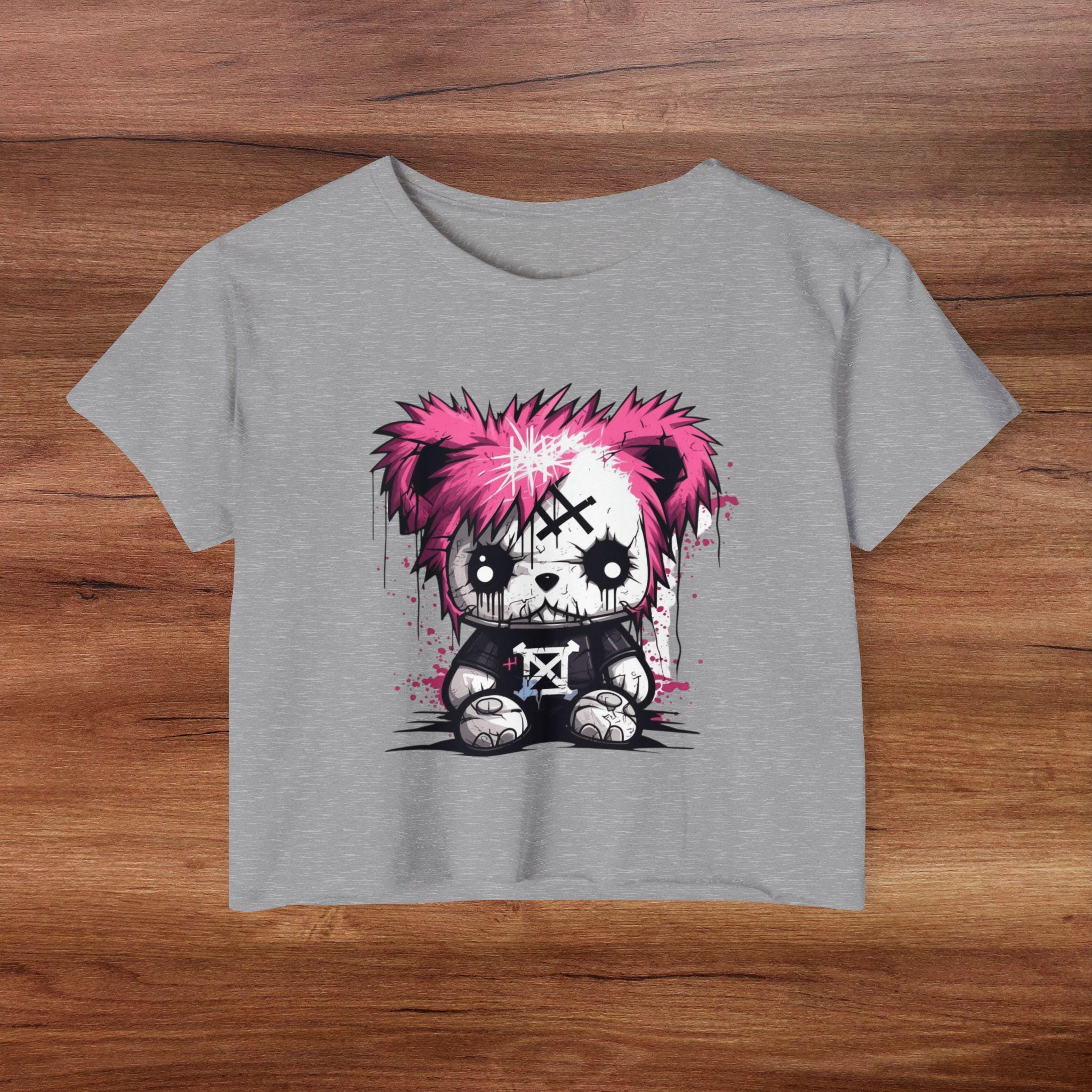 Hot Pink Emo Wounded Bear Women's Punk Baby Tee Crop Top - Etsy