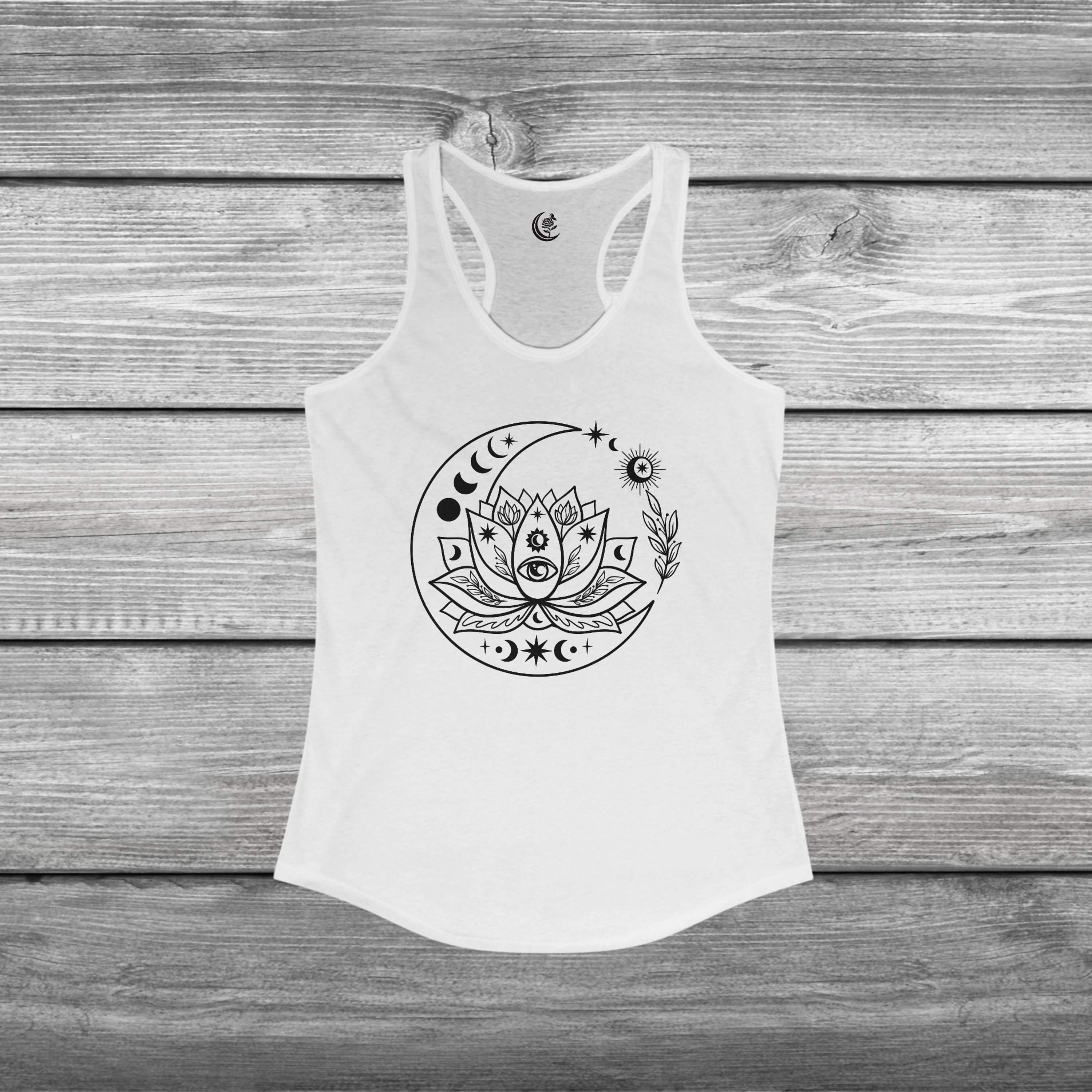 Mystical "third Eye Lotus Sun Moon and Stars" Women's Ideal Racerback ...