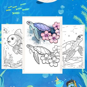 Under the Sea Themed Coloring Book + Free Sea Animal Stickers - Etsy