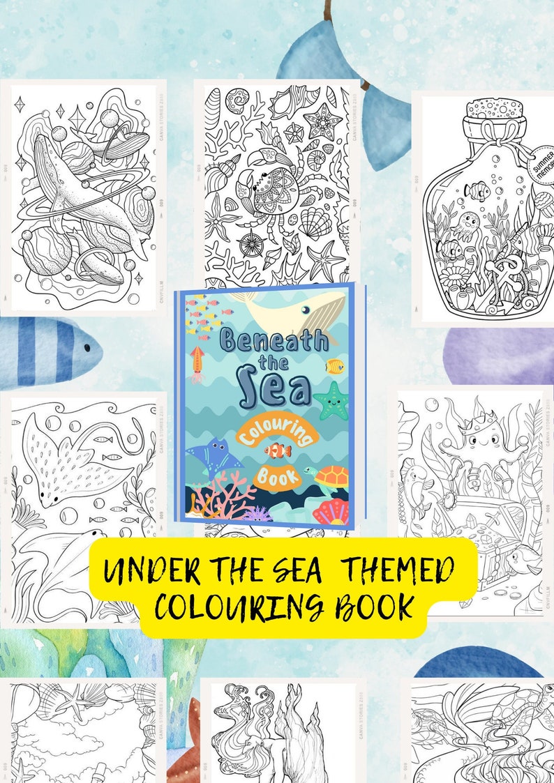 Under the Sea Themed Coloring Book + Free Sea Animal Stickers - Etsy
