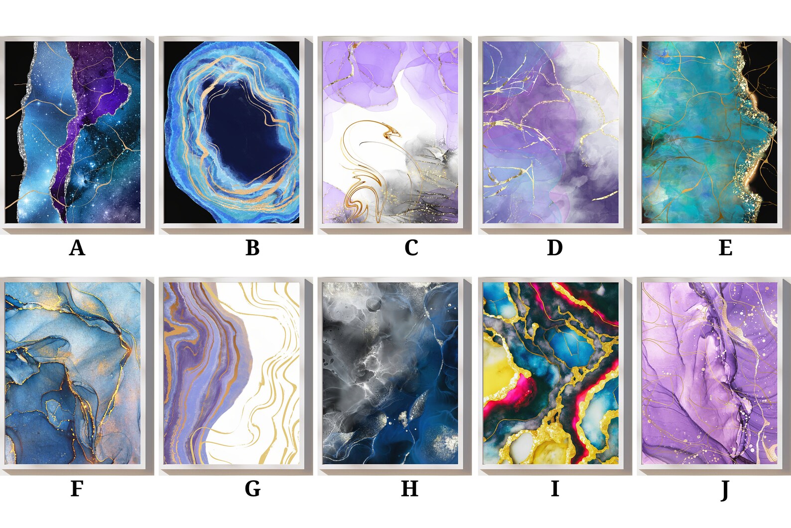 Geode Wall Art Prints, Crystal Art Poster, Resin Abstract Gemstone Art ...