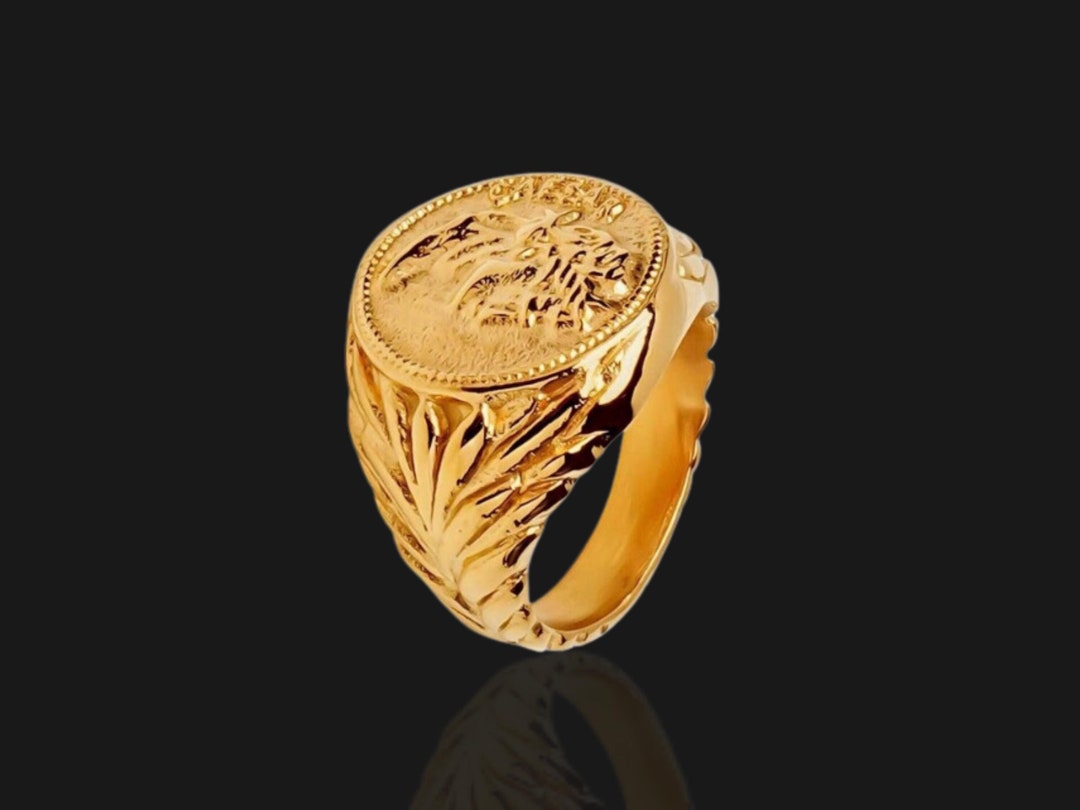 Gold Roman Empire Caesar Signet Ring for Men | Vintage Julius Caesar ...