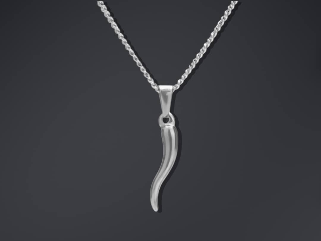 Silver Italian Horn Necklace: Cornicello Amulet, Good Luck Charm - Etsy