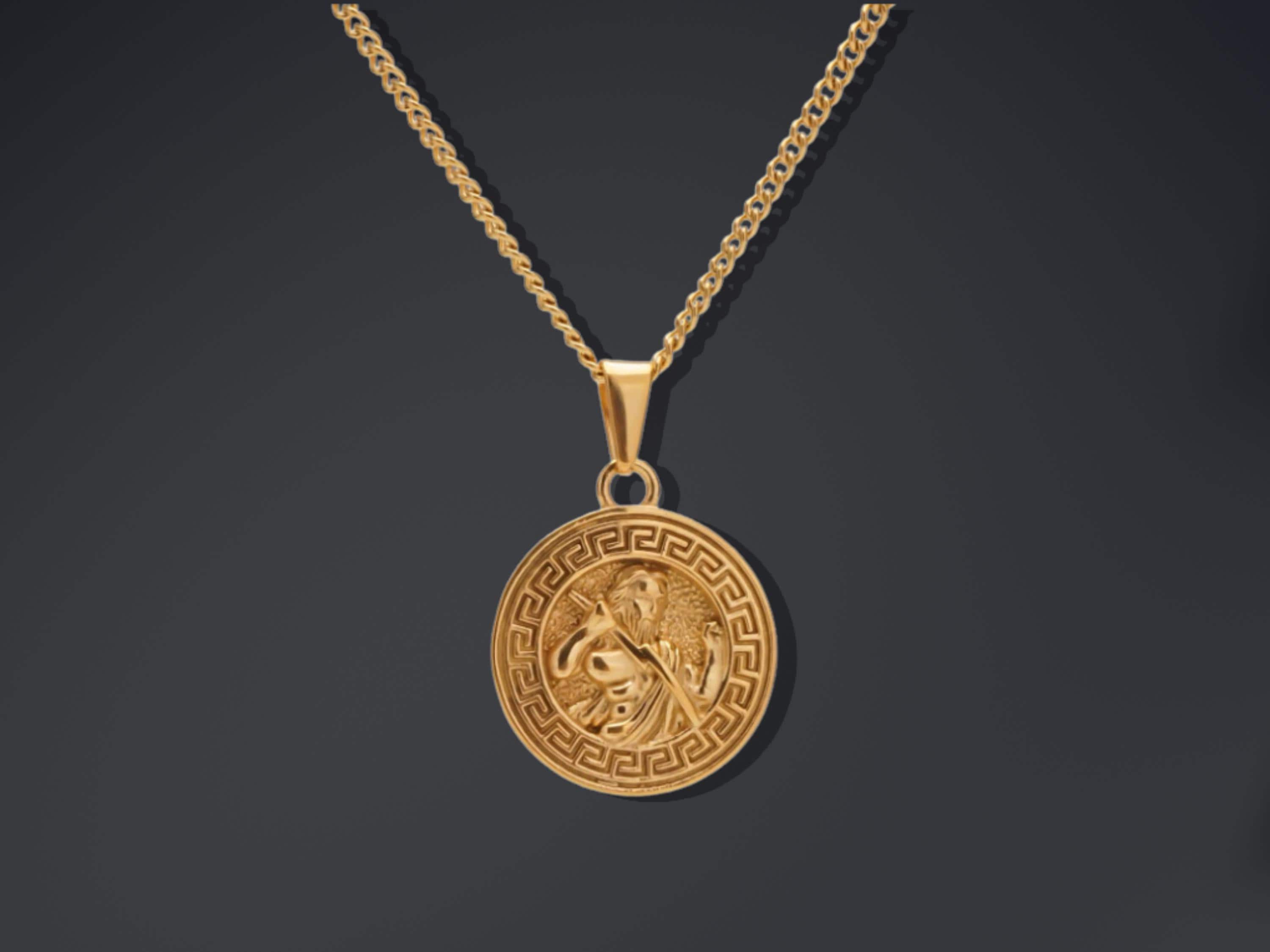 Gold Zeus Pendant Necklace: Greek Mythology Coin Charm - Etsy