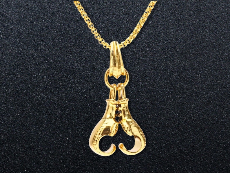 Gold Boxing Gloves Pendant: Sterling Silver Sports Necklace - Etsy