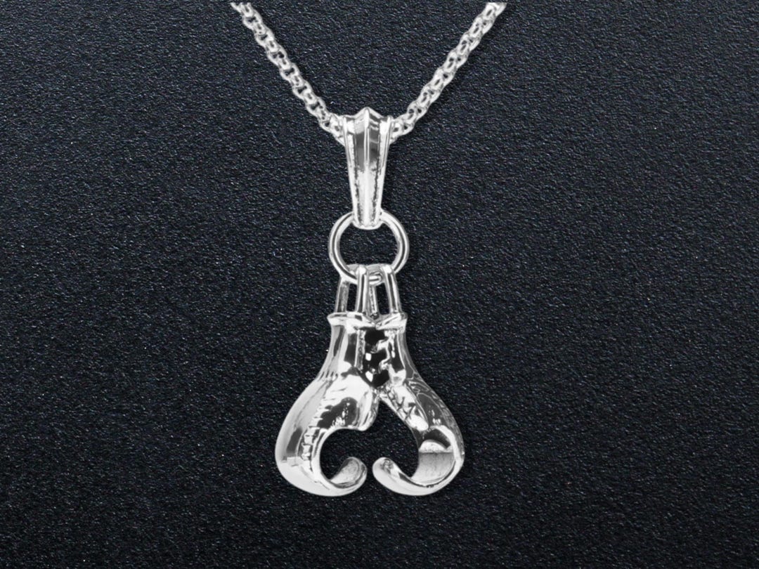 Silver Boxing Gloves Necklace – Boxing Gloves Charm Pendant – Sports Jewelry for Fighters ...