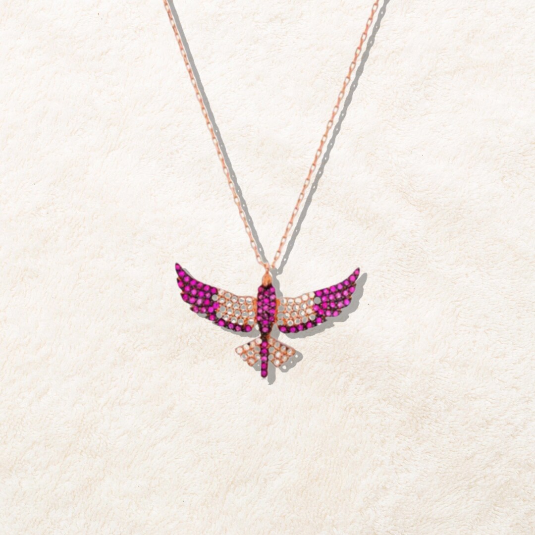 Unique Phoenix Bird Necklace | Legendary Firebird Pendant With Ruby ...