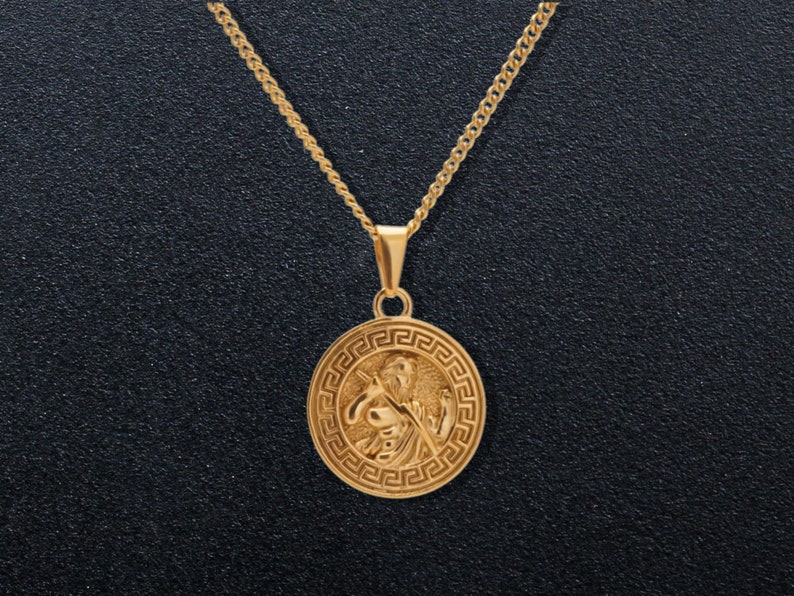 Gold Zeus Pendant Necklace: Greek Mythology Coin Charm - Etsy