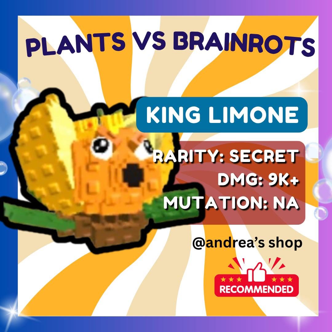 King Limone - Plants Vs Brainrots Roblox (read Description) - Etsy UK