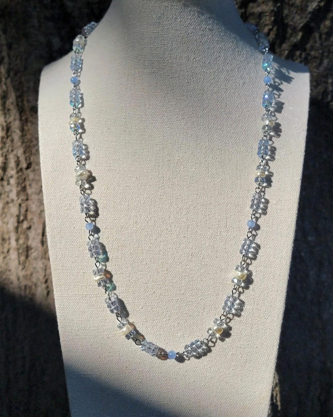 Partly Cloudy Necklace - Button Pearls - Stainless Steel - Etsy