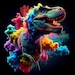 Colourful Dinosaur Abstract Digital Art, Smoky Dinosaur Print Art ...