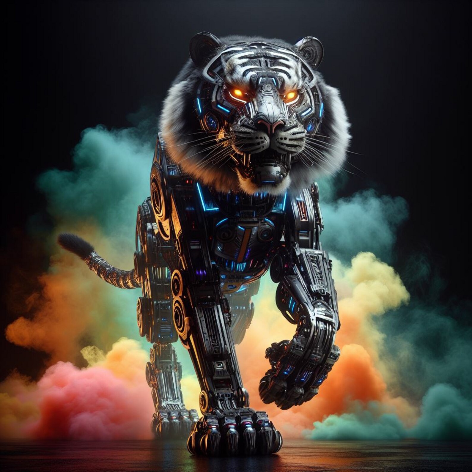 Mechanical Tiger Art, Majestic Tiger Printable Art , Vibrant Tiger ...