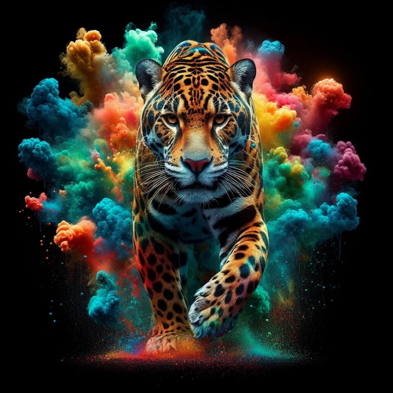 Colourful Misty Leopard Printable Art, Leopard Artwork Poster, Wildlife ...