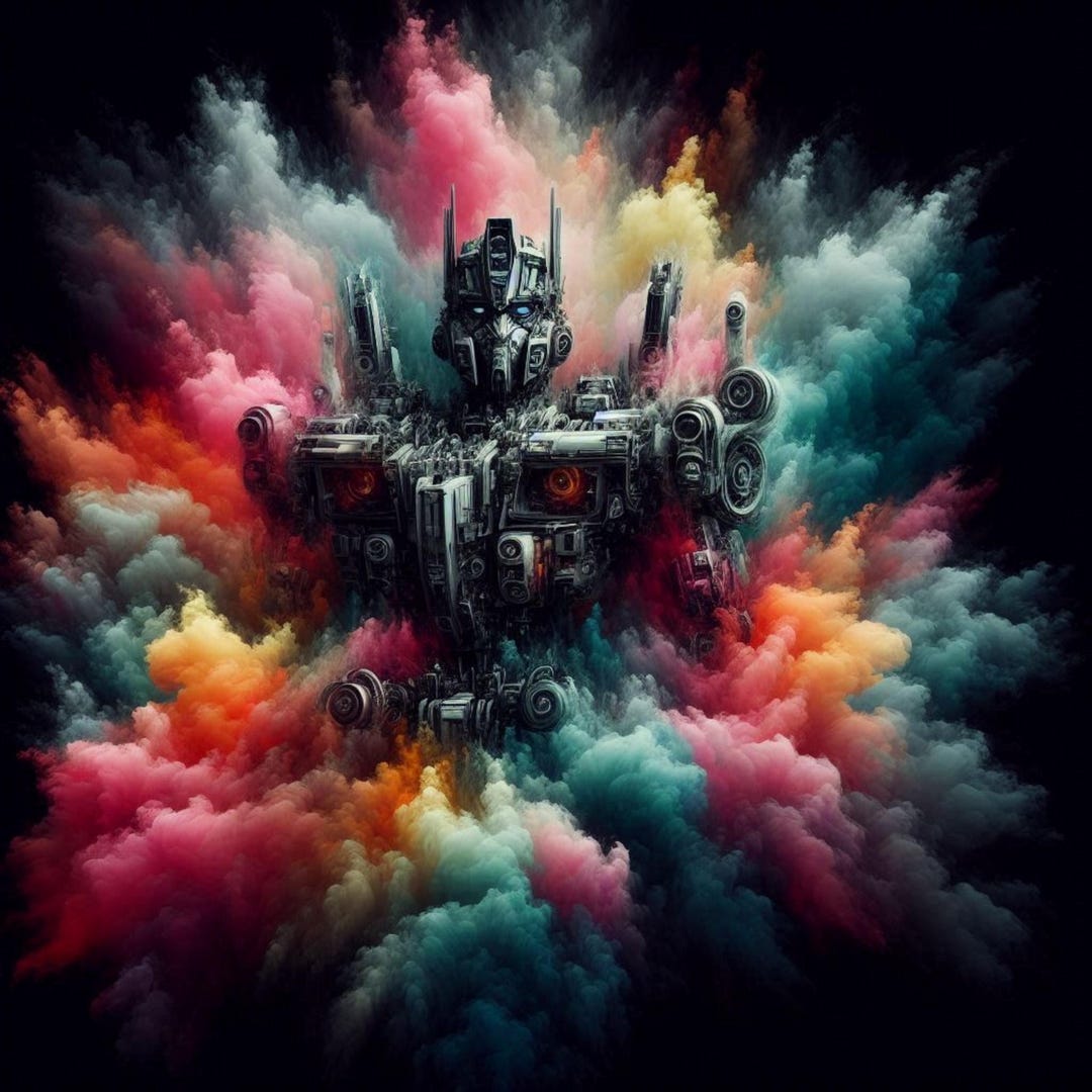 Transformers Digital Print Art, Colorful Sci-fi Optimus Prime Art Print ...