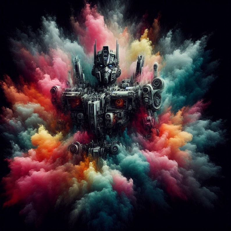 Transformers Digital Print Art, Colorful Sci-fi Optimus Prime Art Print ...