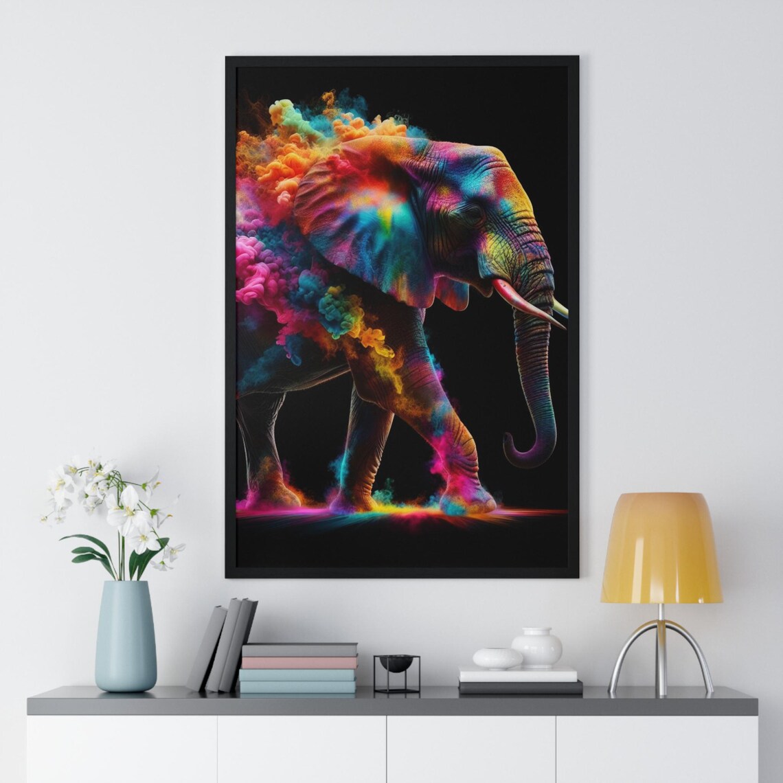 Colourful Elephant Abstract Digital Art, Modern Elephant Print Art ...