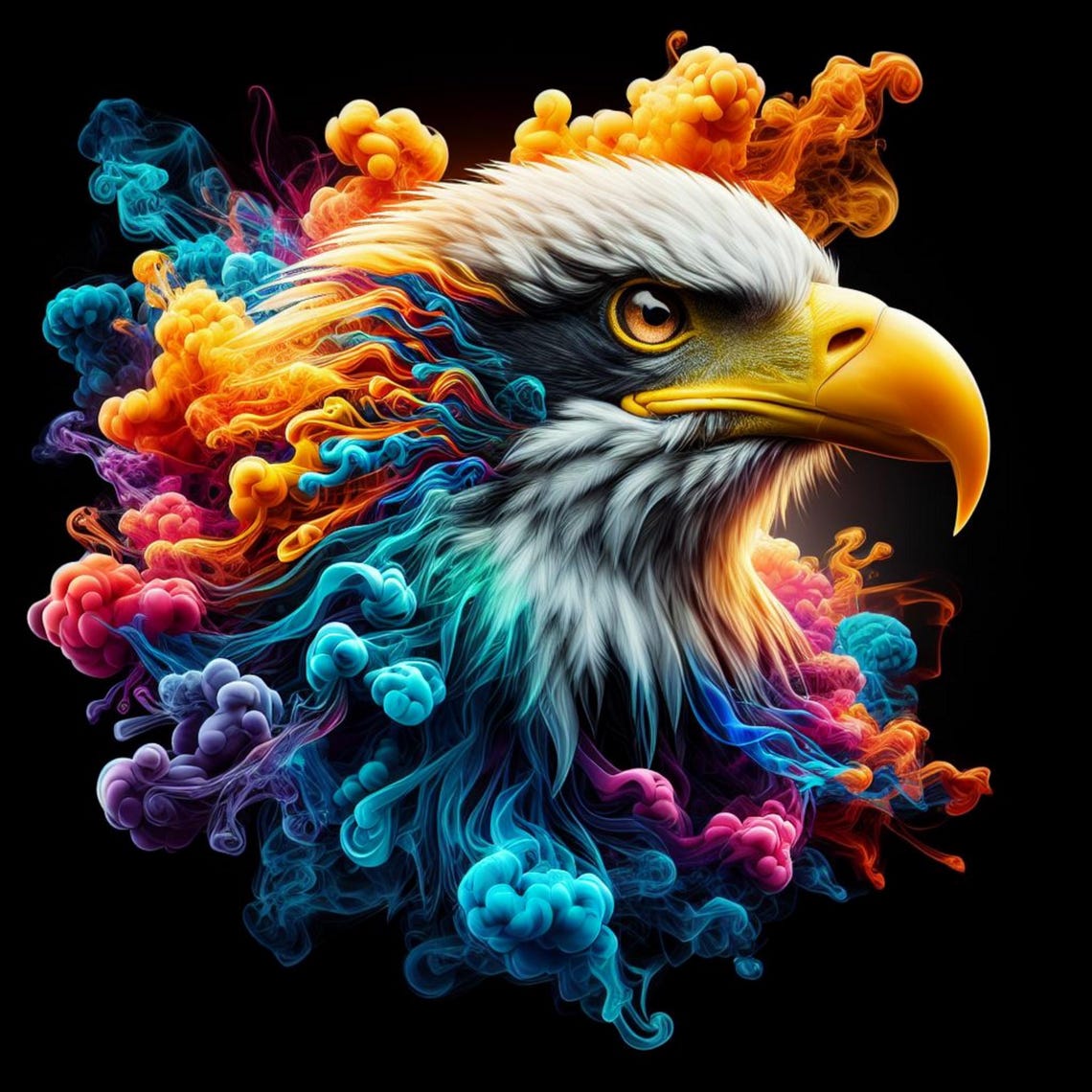 Eagle Digital Printable Artwork, Painting Eagle Poster, Smoky Eagle ...