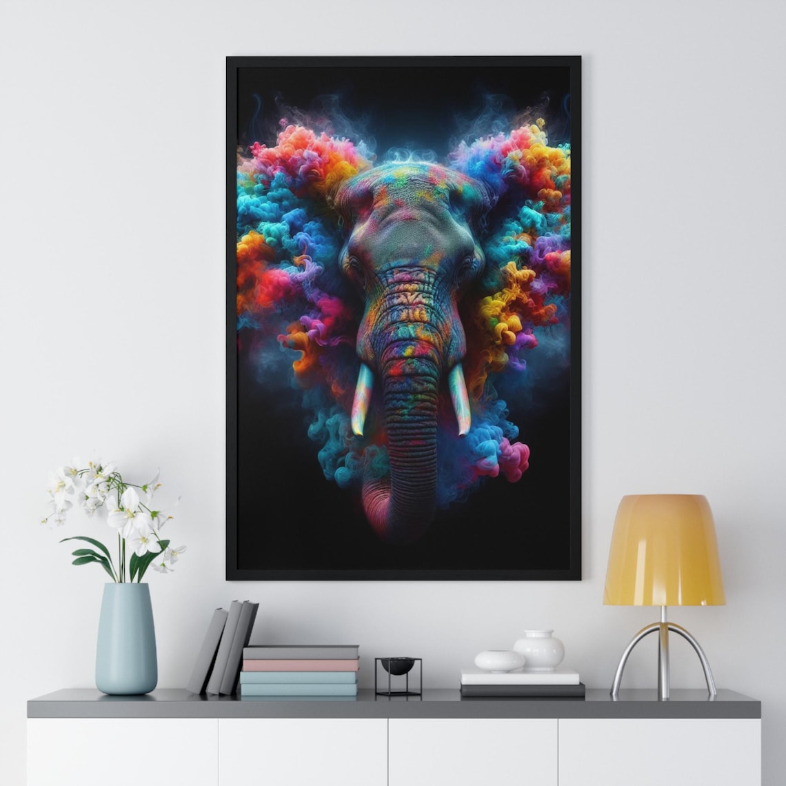 Colourful Elephant Abstract Digital Art, Modern Elephant Print Art ...