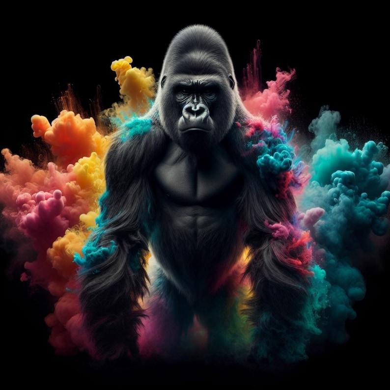 Colourful Misty Gorilla Printable Art, Watercolor Gorilla Artwork ...