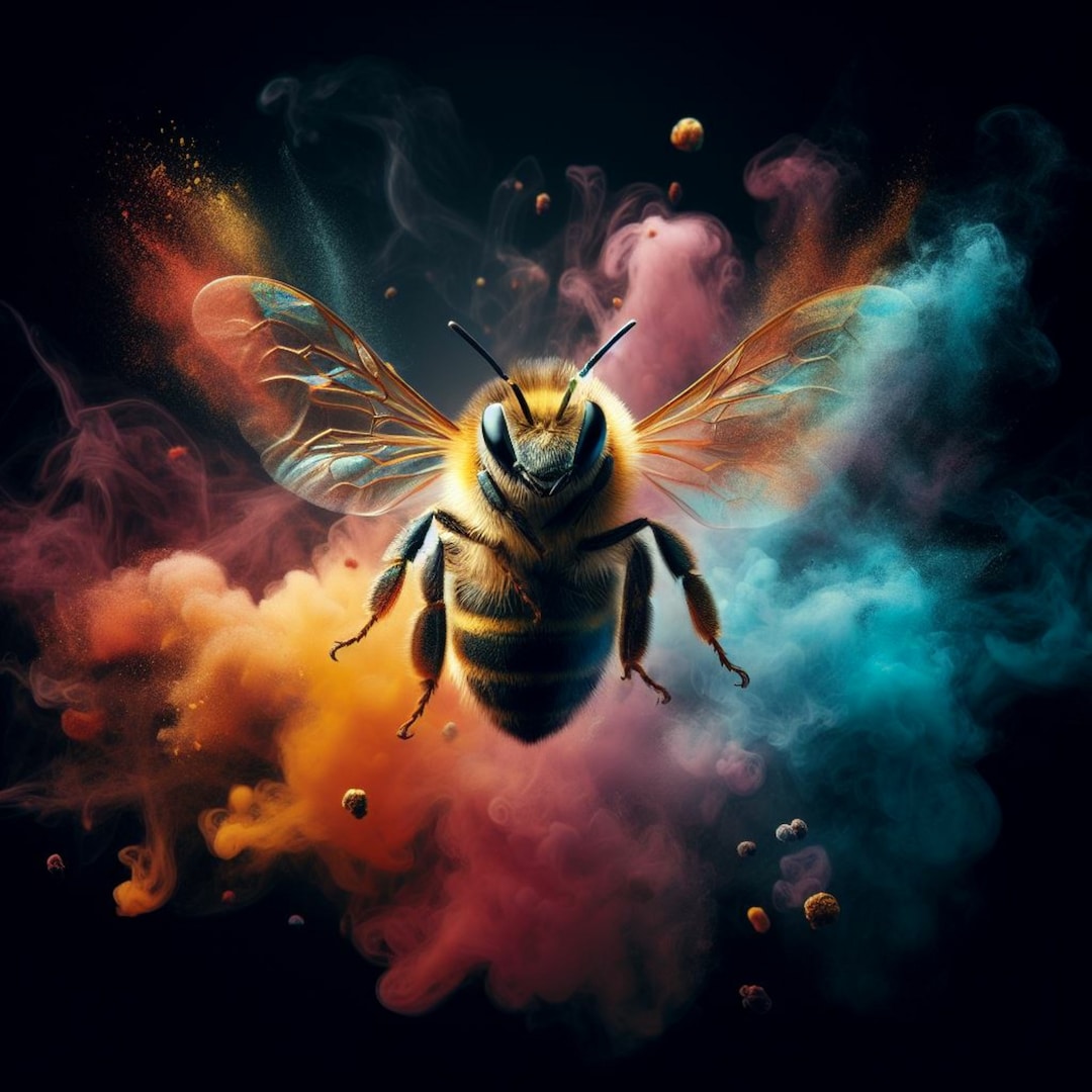 Colourful Misty Bee, Colorful Bee Art, Abstract Animal Wall Art ...