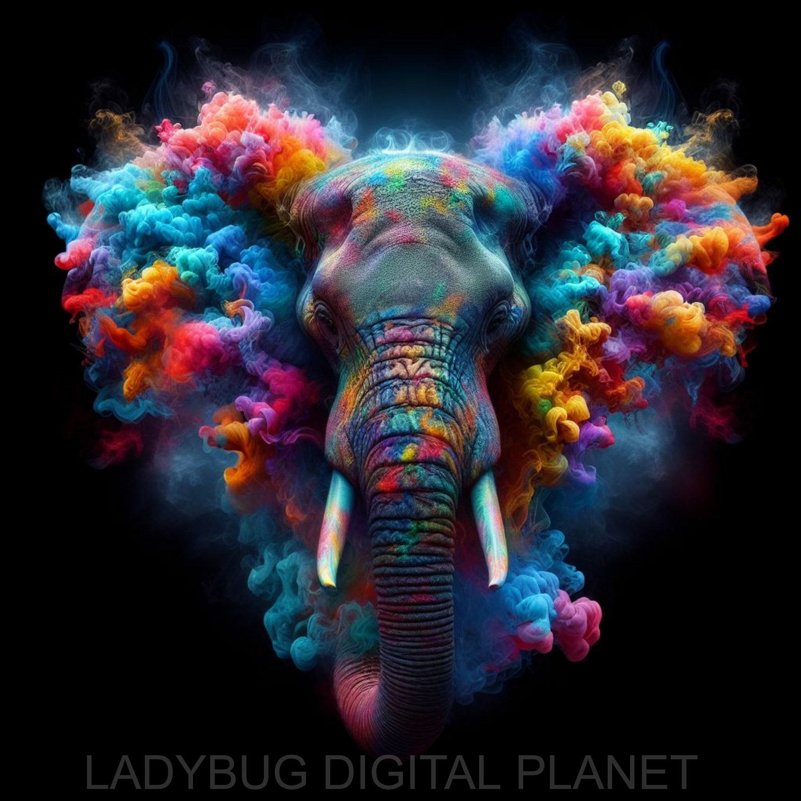 Colourful Elephant Abstract Digital Art, Modern Elephant Print Art ...