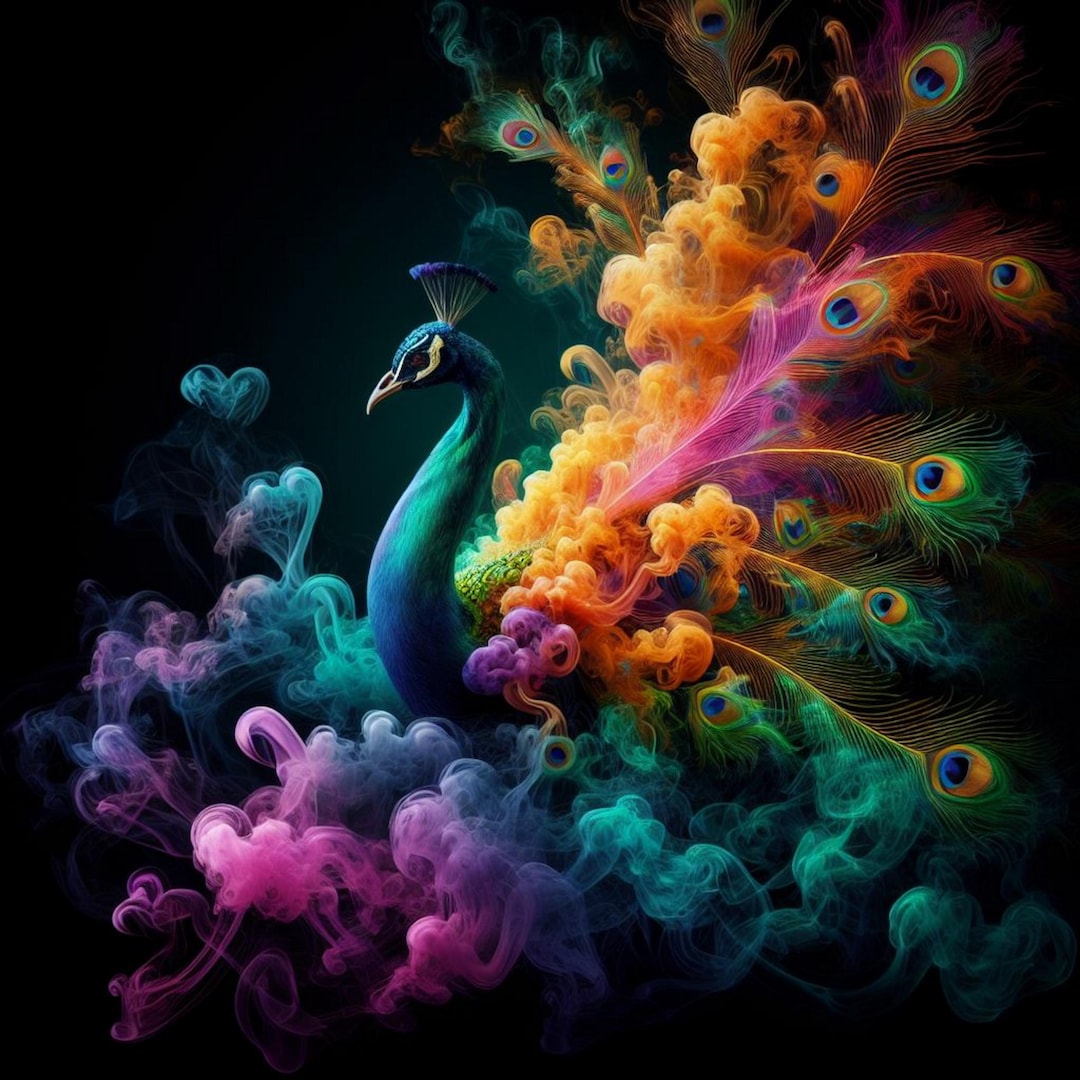 Colourful Peacock Abstract Digital Art, Modern Peacock Print Art ...