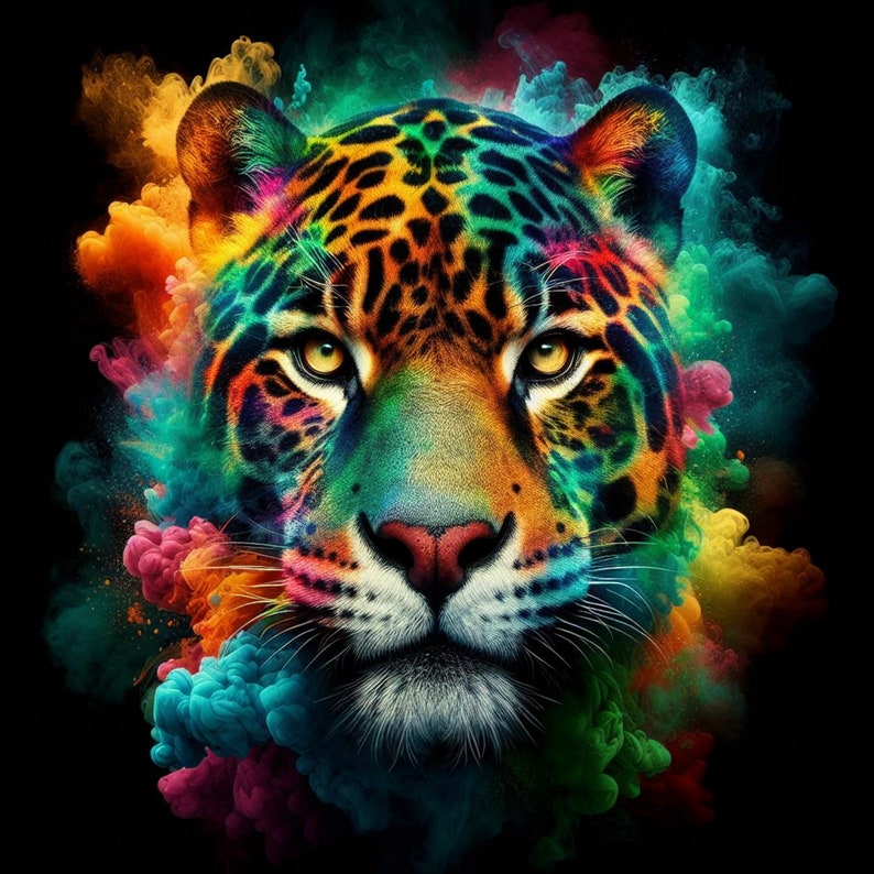 Colourful Misty Leopard Printable Art, Leopard Artwork Poster, Wildlife ...