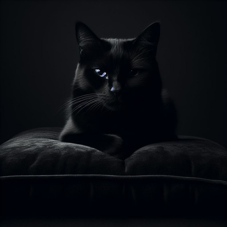 Steampunk Gothic Black Cat Portrait, Printable Black Cat Poster, Black Cat Digital Art Print, AI ...