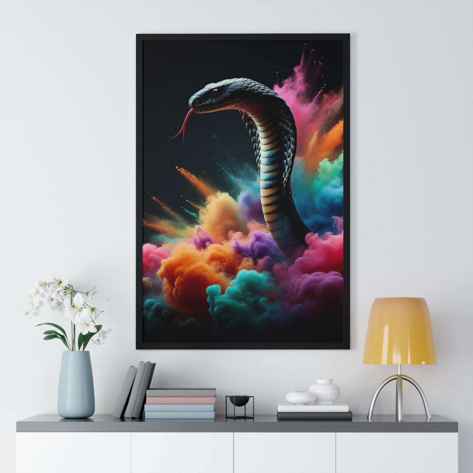 Colourful Cobra Digital Printable Art, Smoky Snake Art, Abstract Animal ...
