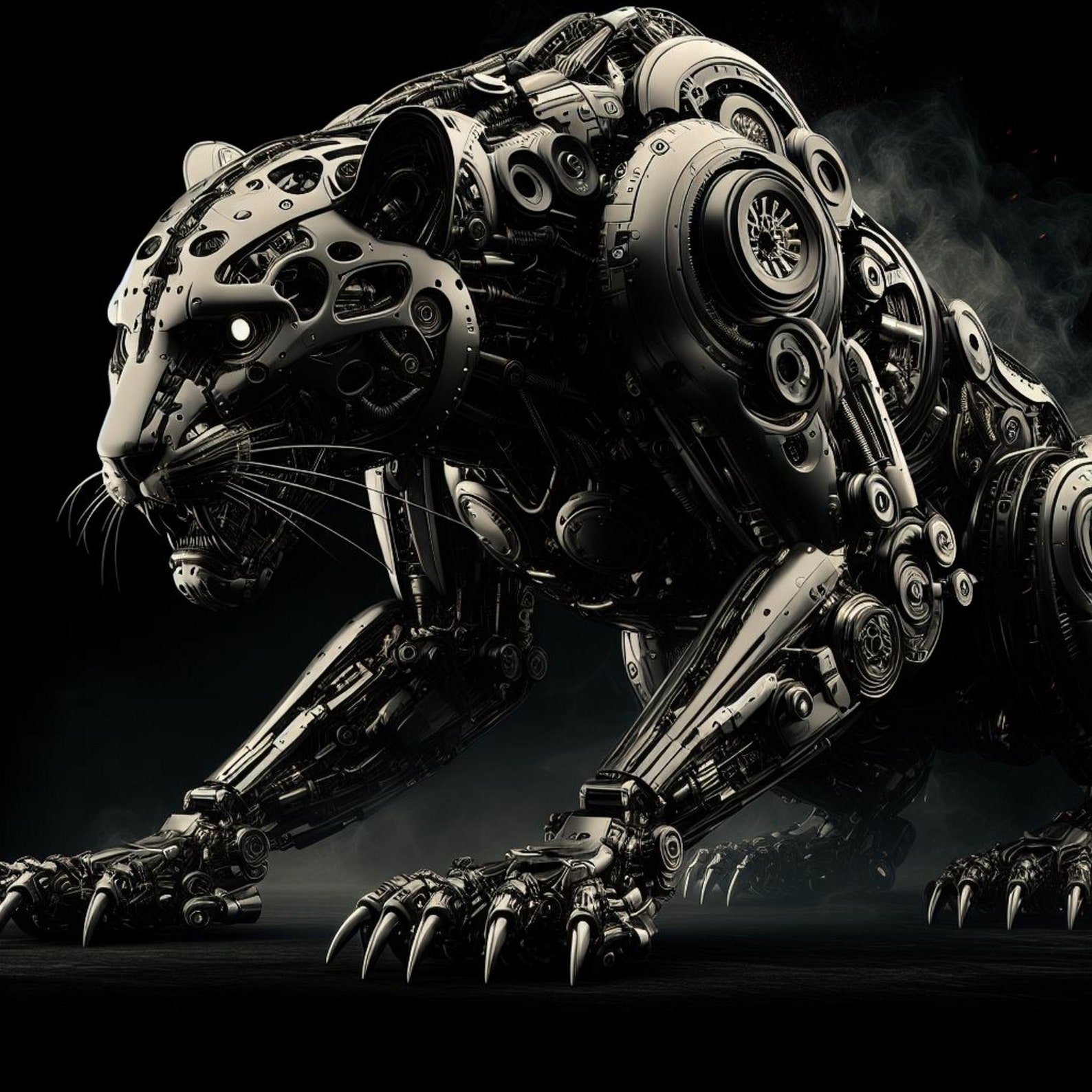Mechanical Tiger Digital Wall Art, Cybernetic Animal Print, Robotic ...
