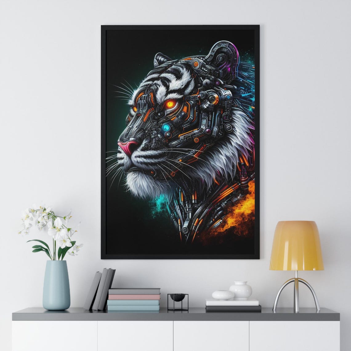Mechanical Tiger Art, Majestic Tiger Printable Art , Vibrant Tiger ...