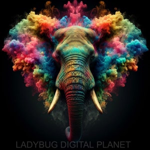 Colourful Elephant Abstract Digital Art, Modern Elephant Print Art ...