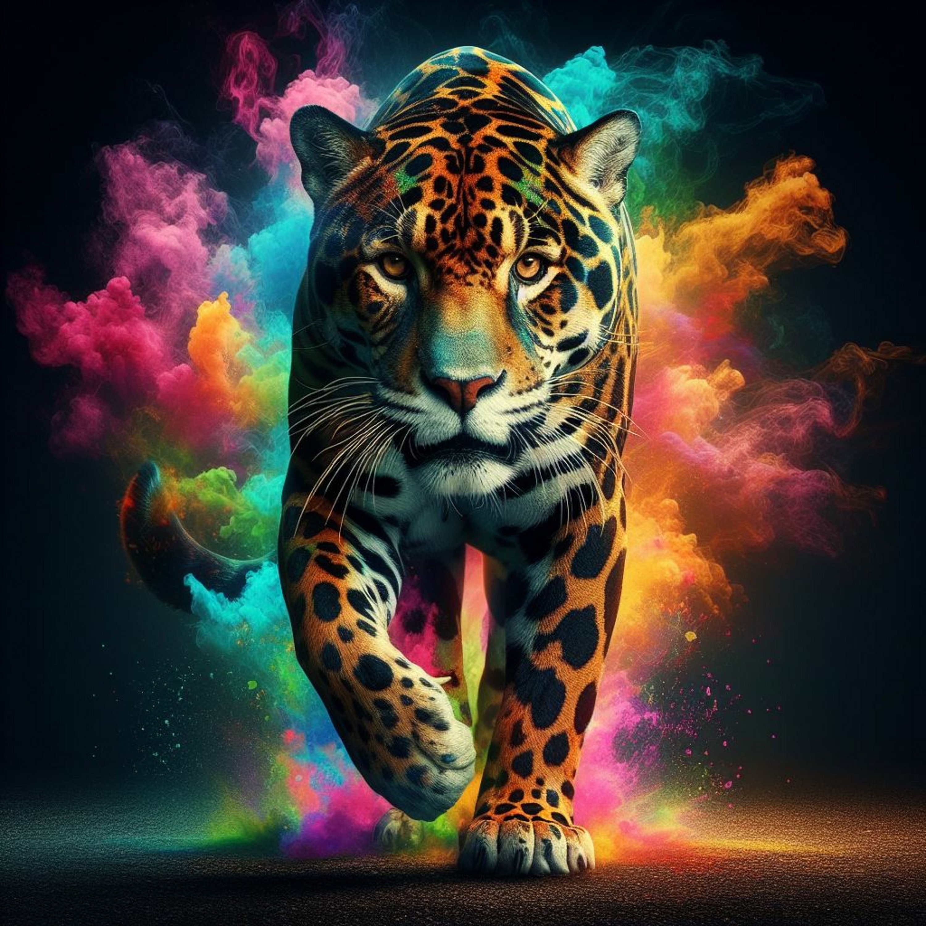 Colourful Misty Leopard Printable Art, Leopard Artwork Poster, Wildlife ...