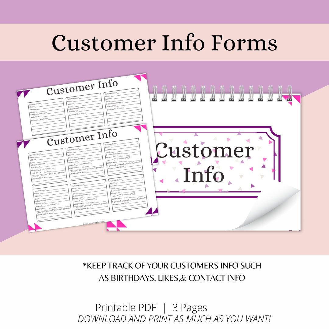 Customer Info Tracker | Printable for Direct Sales Consultants | Client ...