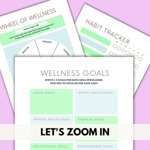 Wellness Goals Worksheet, Wellness Planner - Etsy