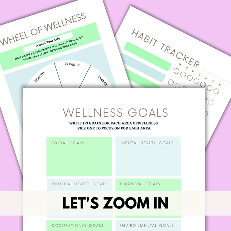 Wellness Goals Worksheet, Wellness Planner - Etsy