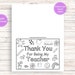 Colorable Teacher Thank You Card Printable, Teacher Appreciation Gift ...