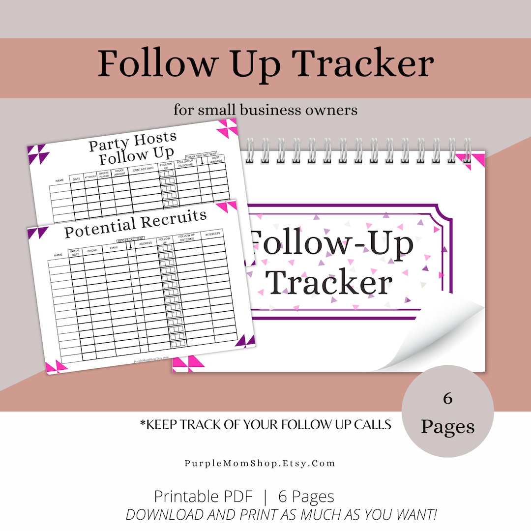 Small Business Follow-up Tracker | 6-page Printable Organizer for ...