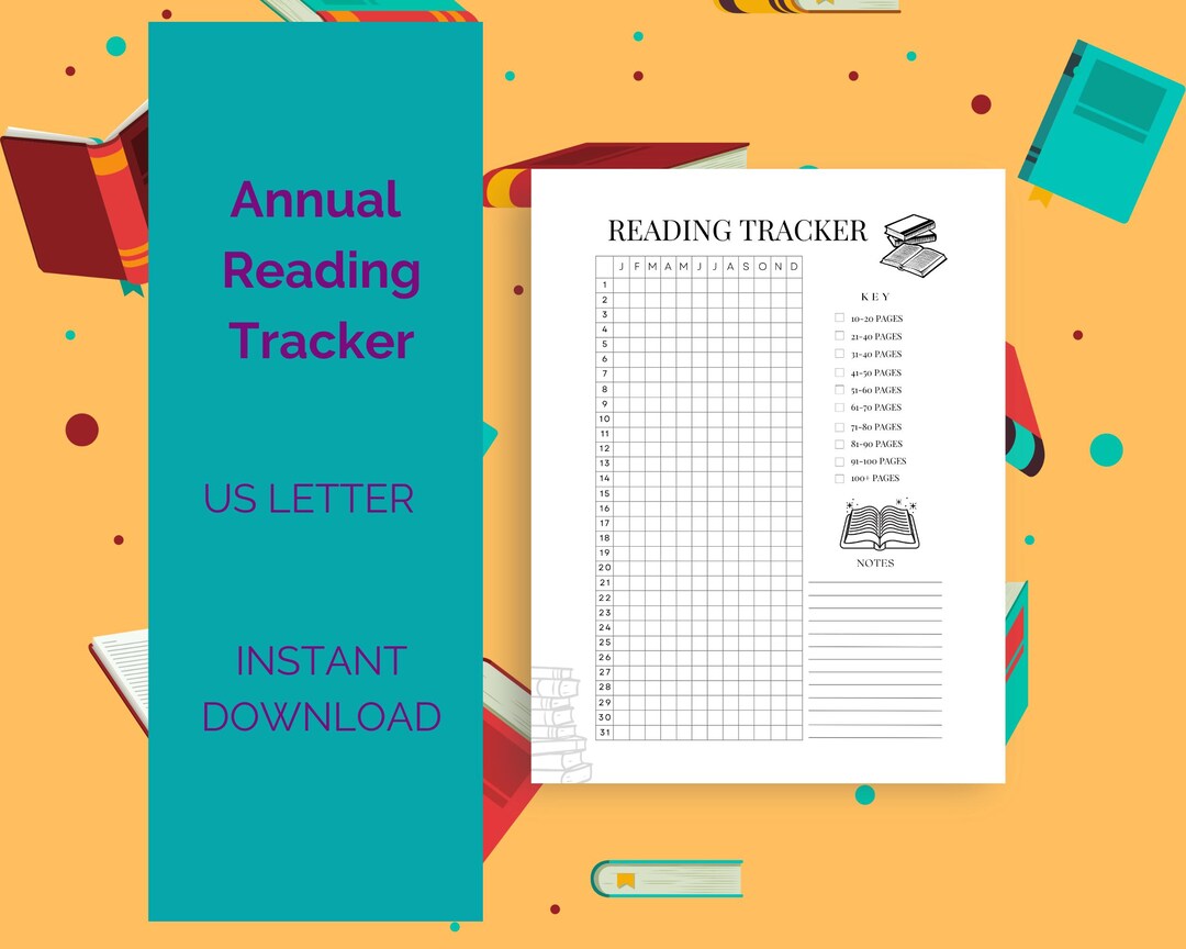 Annual Reading Tracker, Printable Reading Tracker, Book Reading Minutes ...