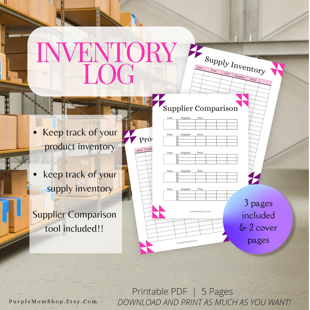 Inventory & Supply Tracker | Supplier Comparison Tool | Printable ...