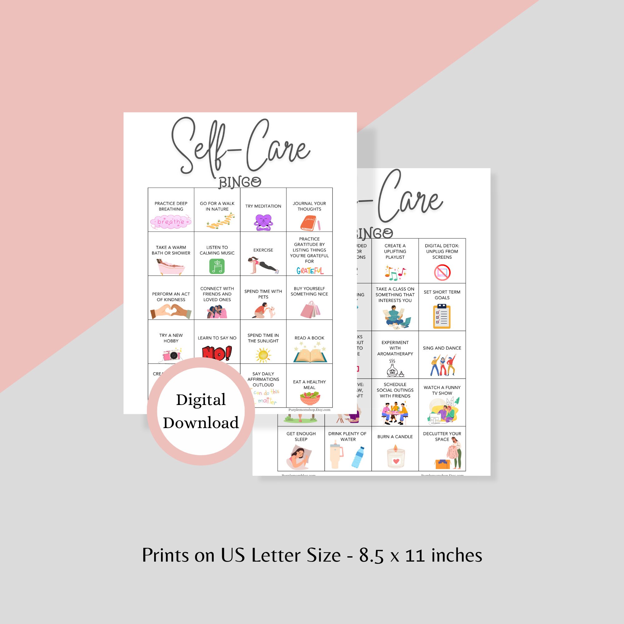 Self Care Bingo, 40 Self Care Activities, Self-love Challenge, Wellness ...