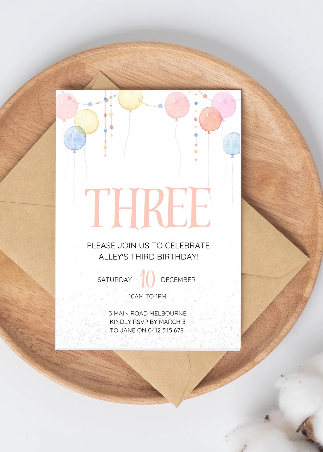 Digital Party Invite, Birthday Invite, Balloon Party Invite, Birthday ...